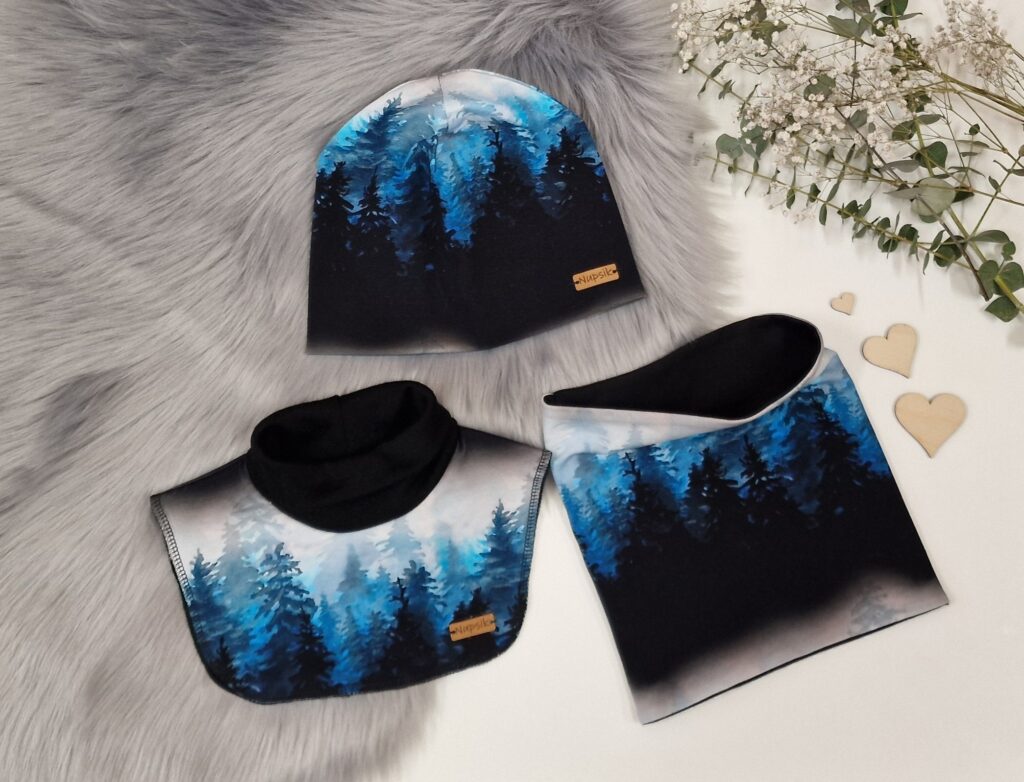 Müts Sini-must-valge mets - Nupsik - käsitöö mütsid, sallid ja tuukrimütsid